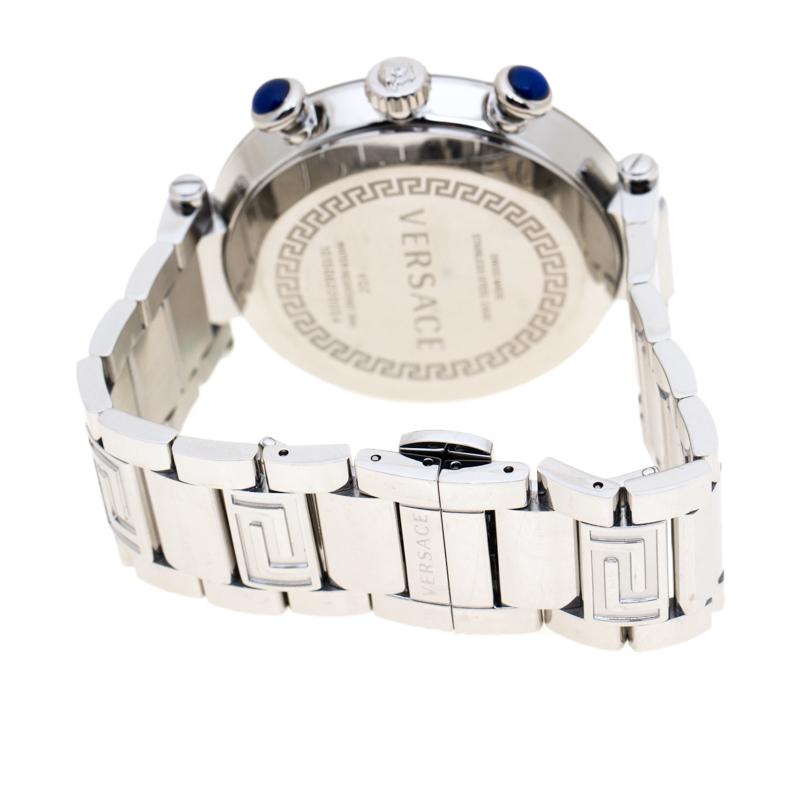 Versace Silver Stainless Steel Reve VQZ Chronograph Men's Wristwatch 46 ...