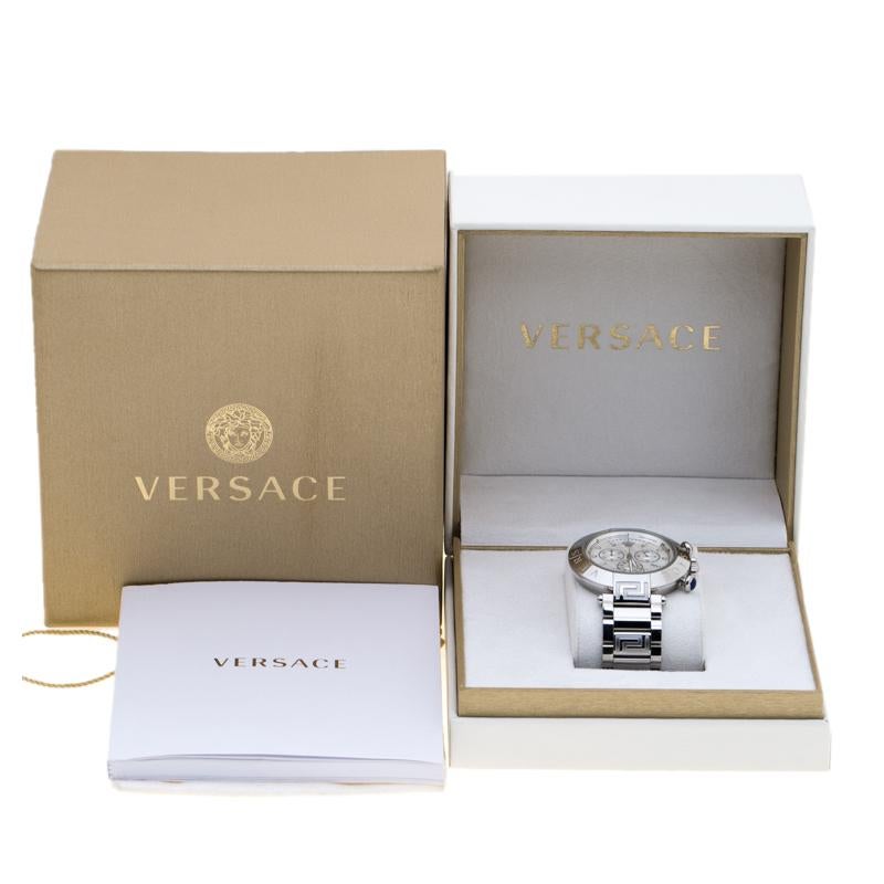 Versace Silver Stainless Steel Reve VQZ Chronograph Men's Wristwatch 46 ...