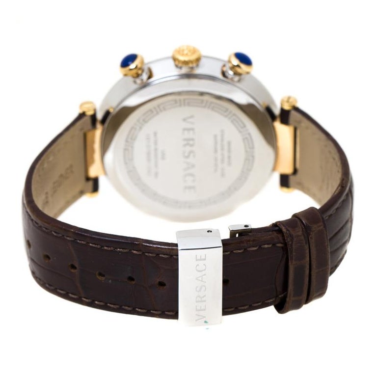 Versace Silver Two-Tone Stainless Steel Reve VA8 Men's Wristwatch 46 mm ...