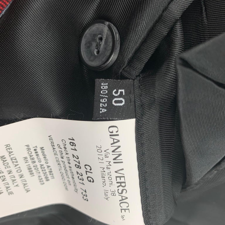 VERSACE Size 38 Red Black Plaid Wool Tailor Made Executive Sport Coat ...