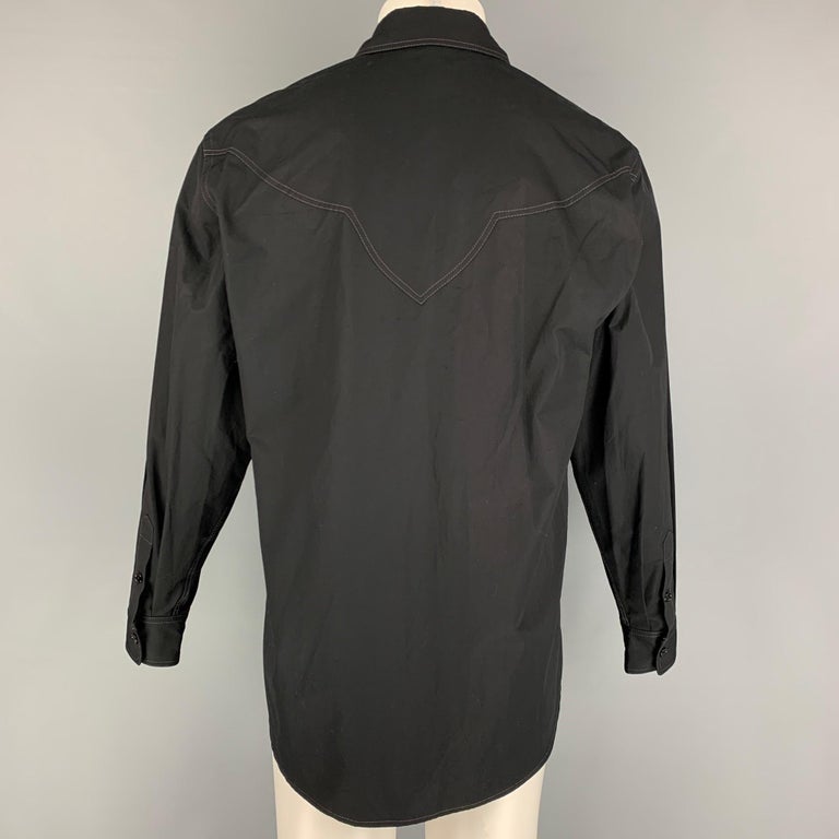 VERSACE Size S Black Cotton Patch Pockets Long Sleeve Shirt For Sale at ...