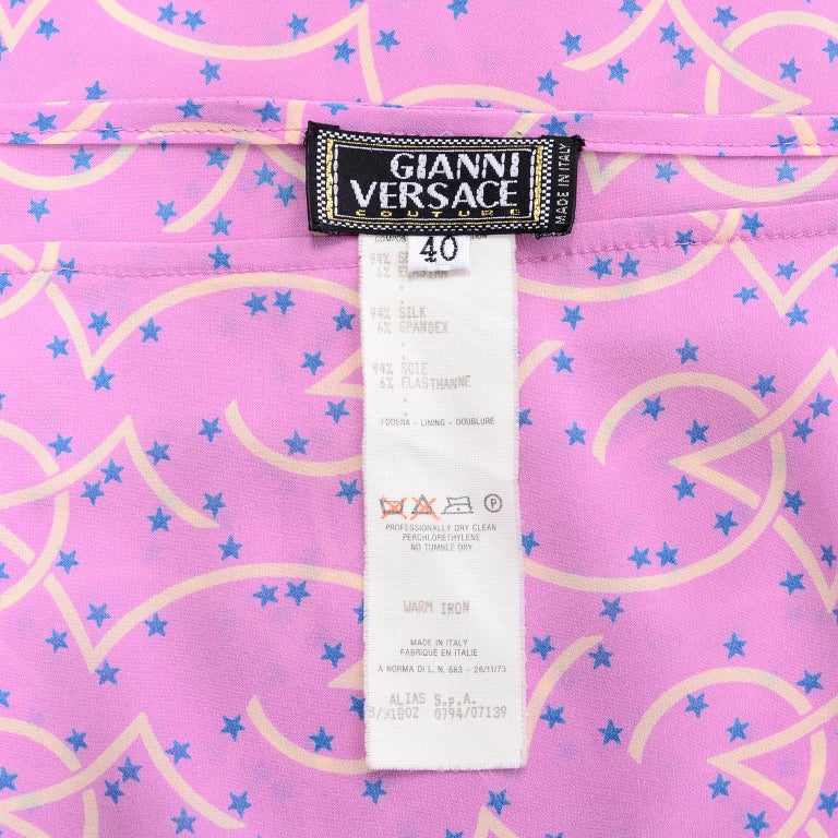 Versace Spring 1998 Documented Runway Dress in Purple Silk With Blue ...