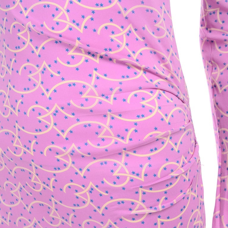 Versace Spring 1998 Documented Runway Dress in Purple Silk With Blue ...