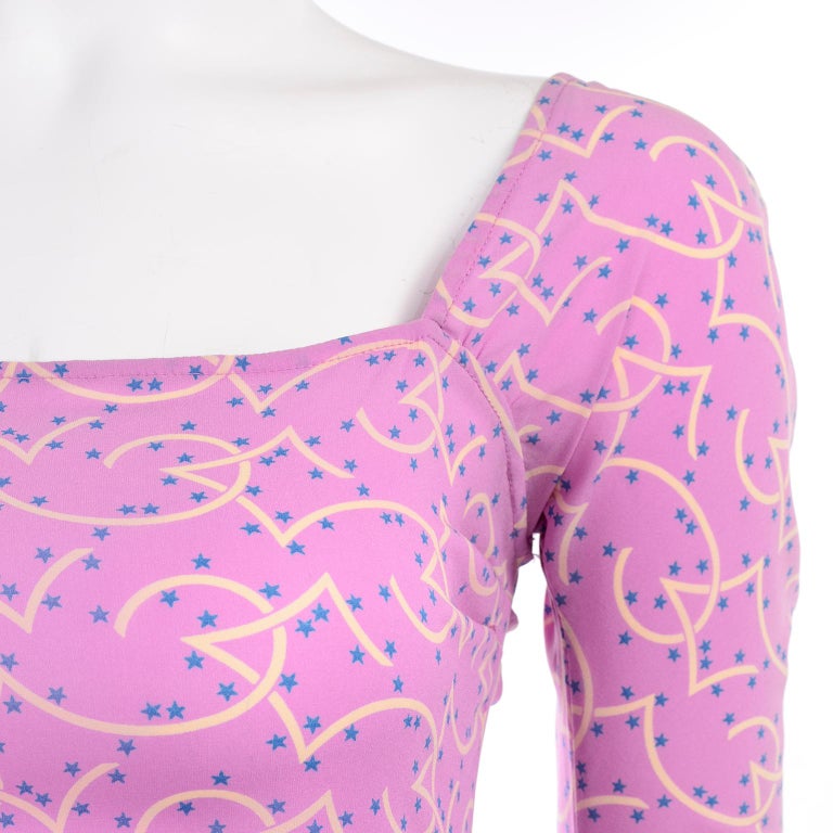 Versace Spring 1998 Documented Runway Dress in Purple Silk With Blue ...