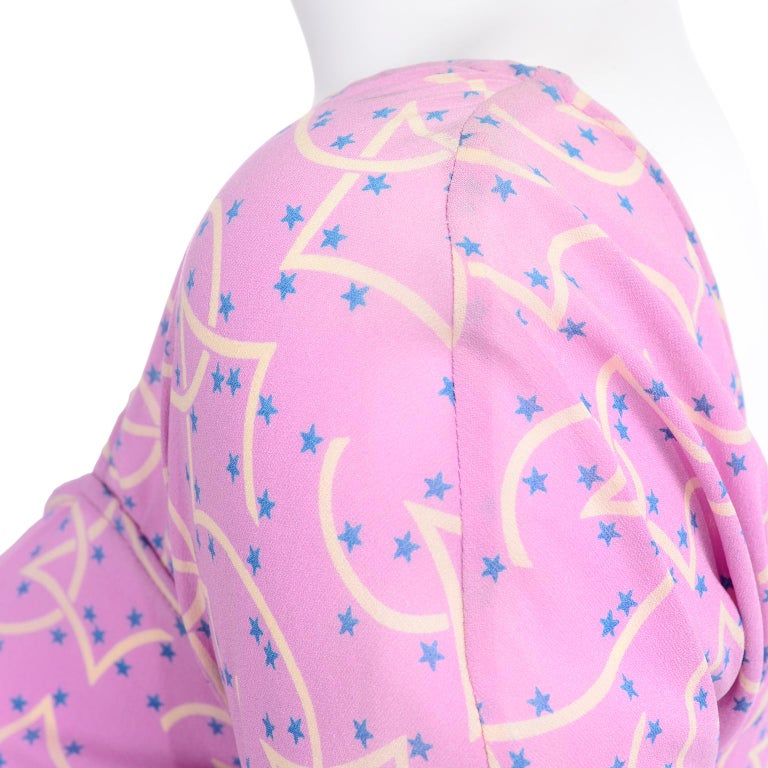 Versace Spring 1998 Documented Runway Dress in Purple Silk With Blue ...