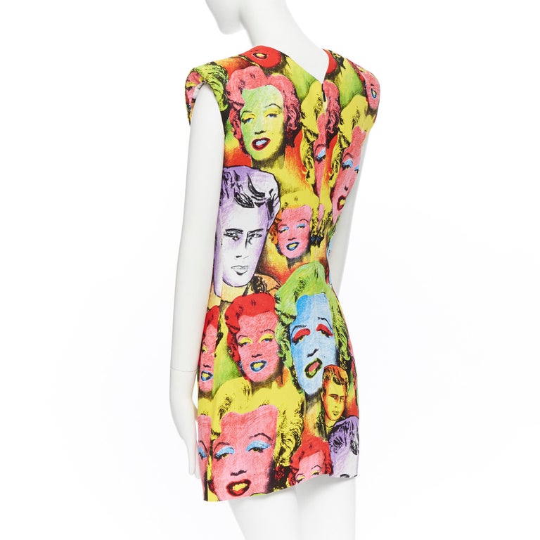 VERSACE SS18 Tribute Pop Art Icon Marilyn Monroe James Dean mini dress ...