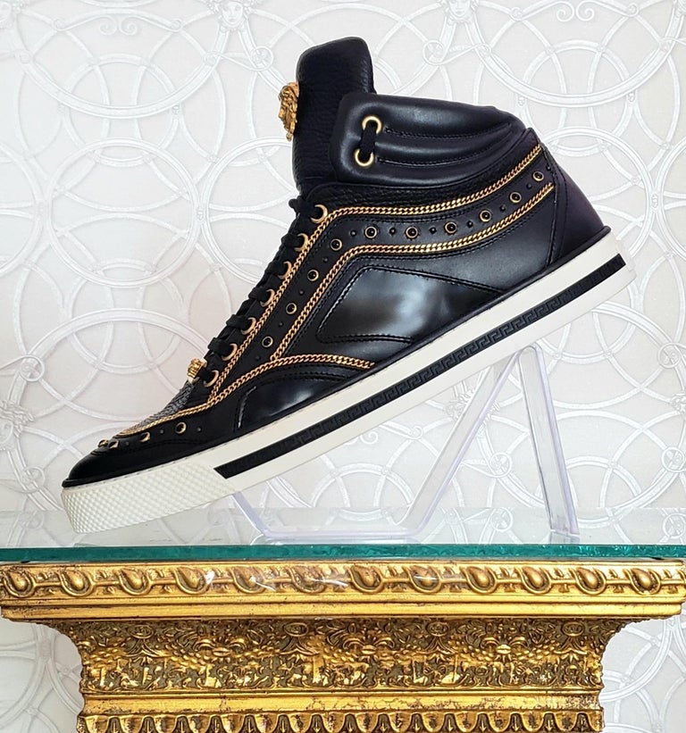VERSACE STUDDED HIGH-TOP SNEAKERS with GOLD 3D MEDUSA BUCKLE SIZE 42.5 ...