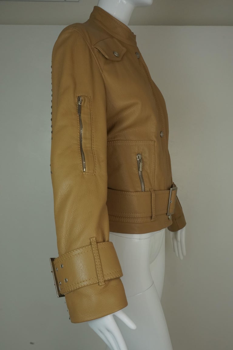 Versace Studded Leather Motorcycle Jacket For Sale at 1stDibs