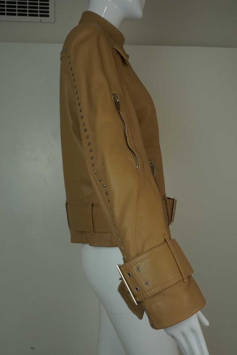 Versace Studded Leather Motorcycle Jacket For Sale at 1stDibs