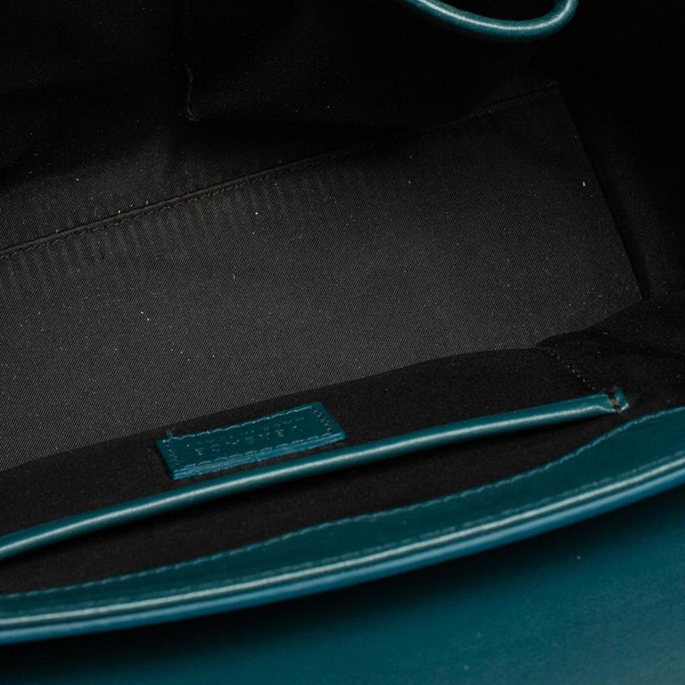 Versace Teal Green Leather Small Medusa Medallion Tote For Sale at 1stDibs