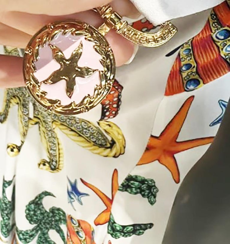 VERSACE TRESOR DE LA MER PRINT MIDI DRESS Sz IT 38 For Sale at 1stDibs