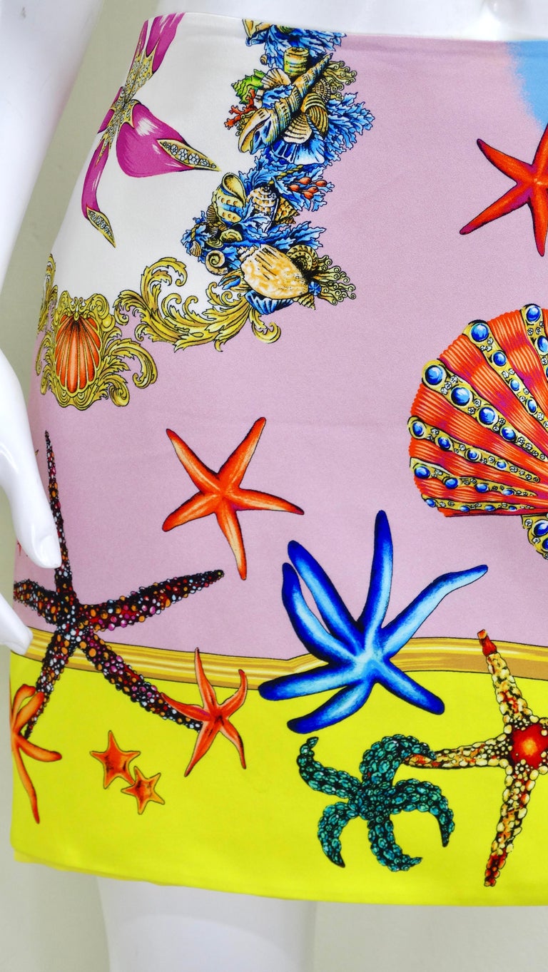 Versace Trésor de la Mer Print Mini Skirt and Balette Set at 1stDibs