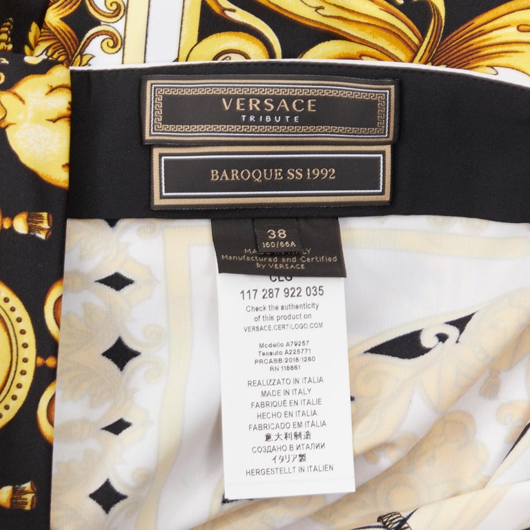 VERSACE Tribute Baroque SS92 gold black cherub strech legging pants ...