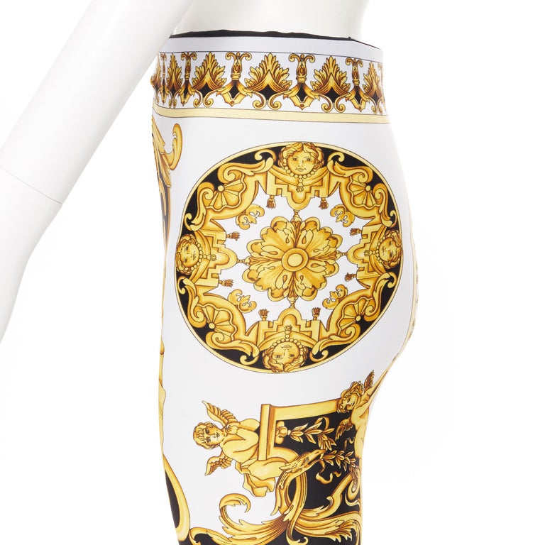 VERSACE Tribute Baroque SS92 gold black cherub strech legging pants ...