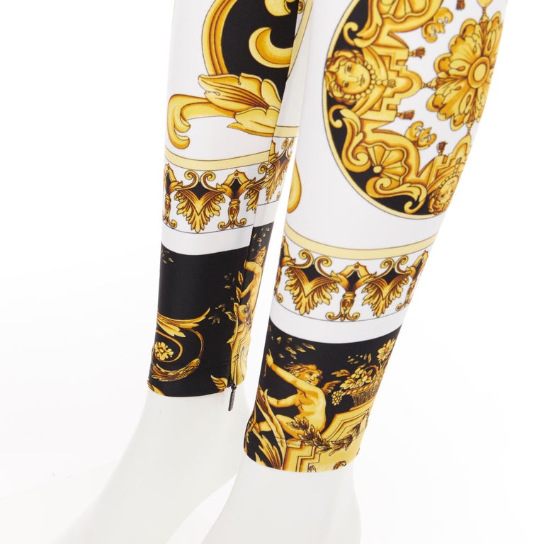 VERSACE Tribute Baroque SS92 gold black cherub strech legging pants ...