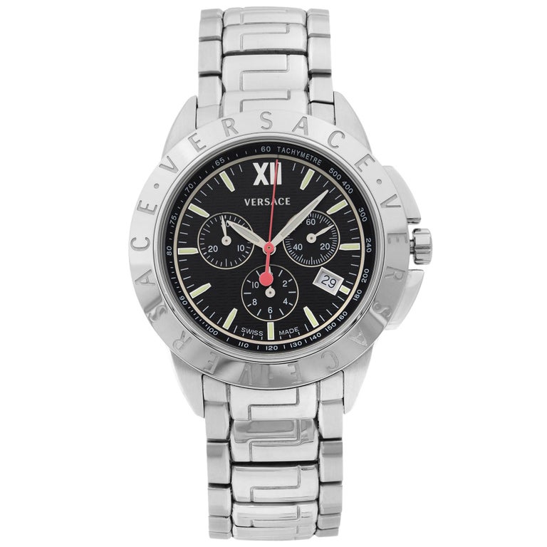 Versace V-Sport Stainless Steel Black Dial Quartz Men's Watch ...