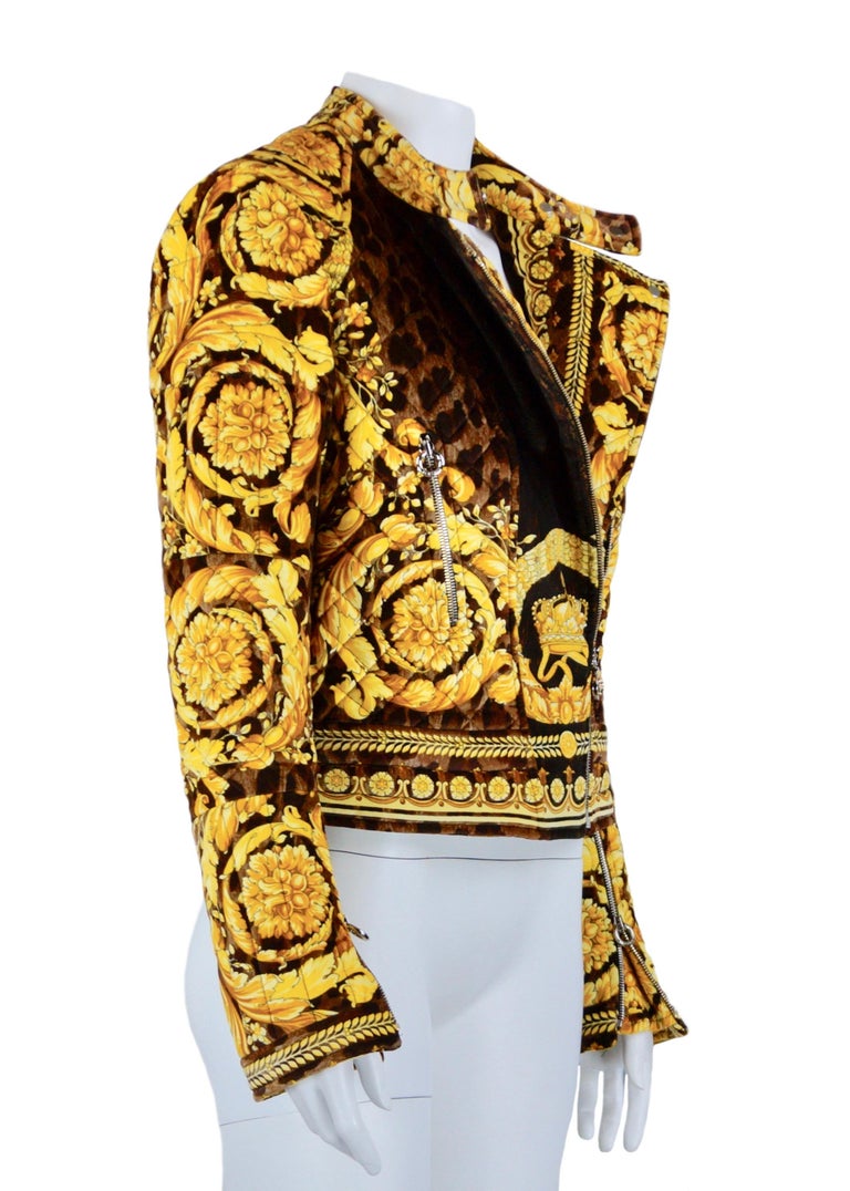 VERSACE velvet barocco dress and biker jacket pre fall 2011 For Sale at ...