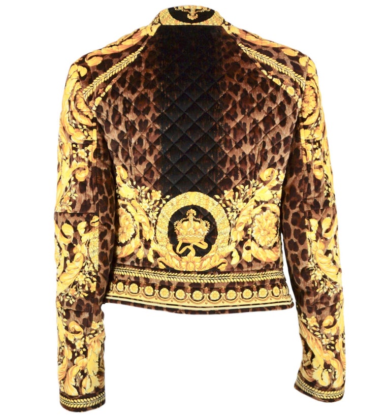 VERSACE velvet barocco dress and biker jacket pre fall 2011 For Sale at ...