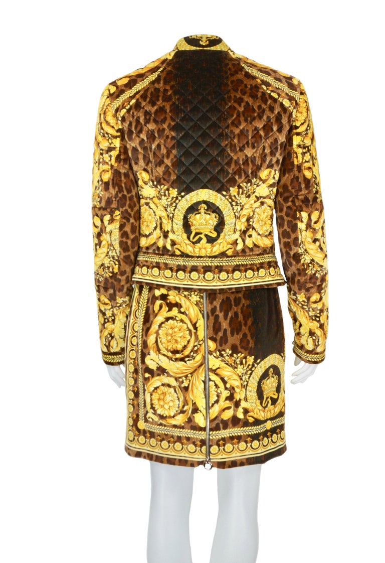 VERSACE velvet barocco dress and biker jacket pre fall 2011 For Sale at ...