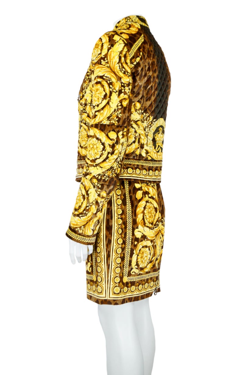 VERSACE velvet barocco dress and biker jacket pre fall 2011 For Sale at ...