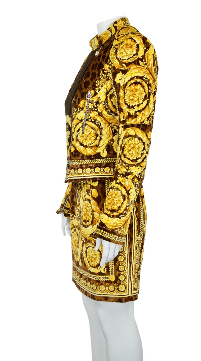 VERSACE velvet barocco dress and biker jacket pre fall 2011 For Sale at ...