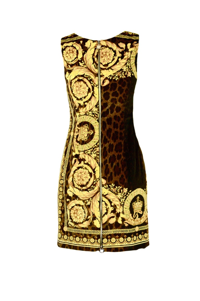 VERSACE velvet barocco dress and biker jacket pre fall 2011 For Sale at ...