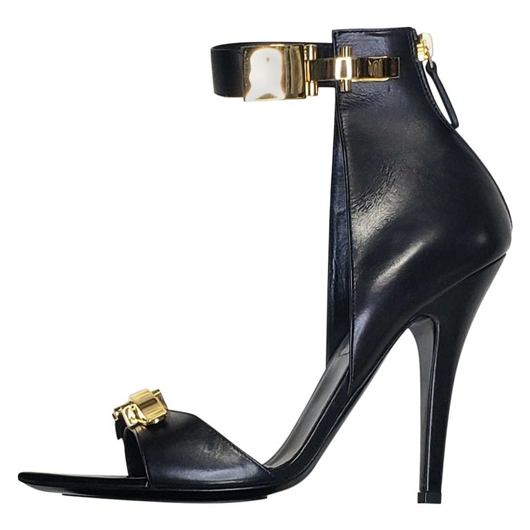 VERSACE VERSUS BLACK LEATHER ANTHONY VACCARELLO Editions Sandals Sz 10 ...