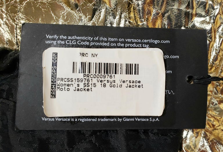 VERSACE VERSUS GOLD METALLIC LEATHER BIKER JACKET with EMBROIDERY at ...