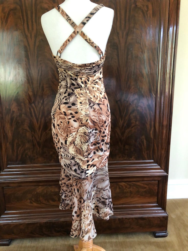 Versace Vintage '99 Pleated Silk Leopard and Orchid Print Silk ...