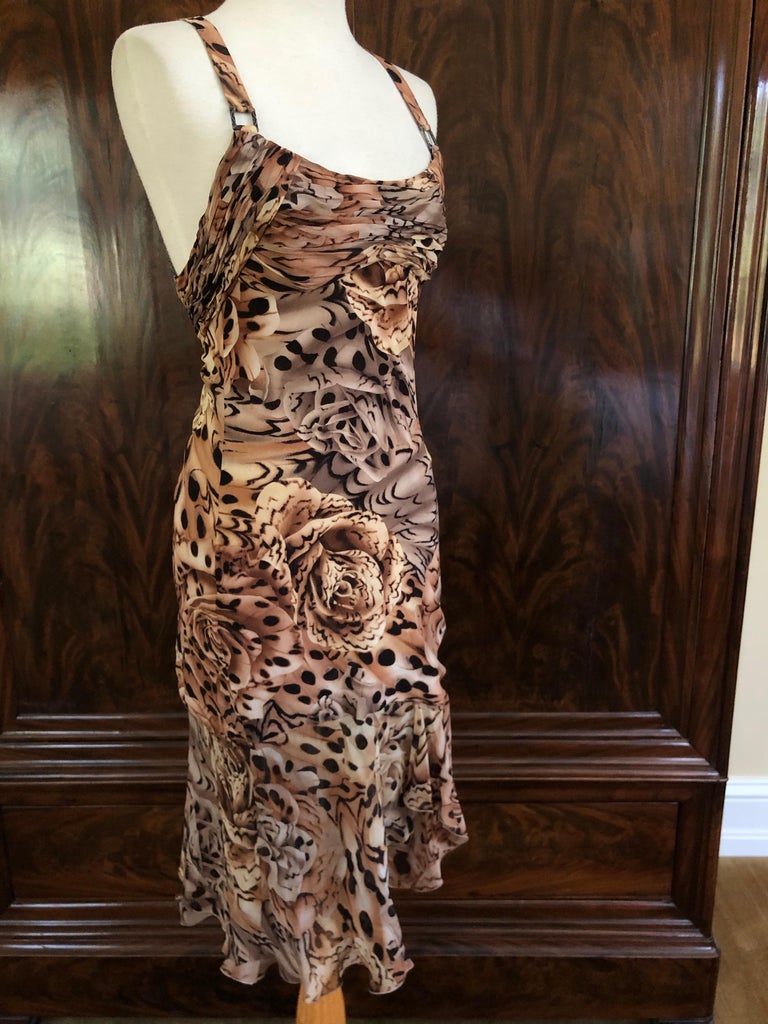 Versace Vintage '99 Pleated Silk Leopard and Orchid Print Silk ...