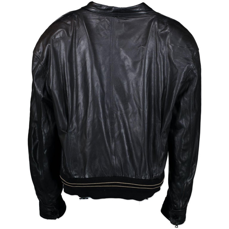 Versace Vintage Leather Black Jacket - Size TU at 1stDibs | versace ...