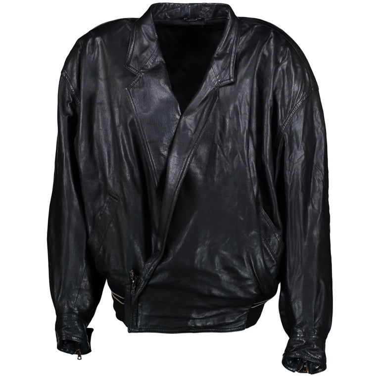 Versace Vintage Leather Black Jacket - Size TU at 1stDibs | versace ...