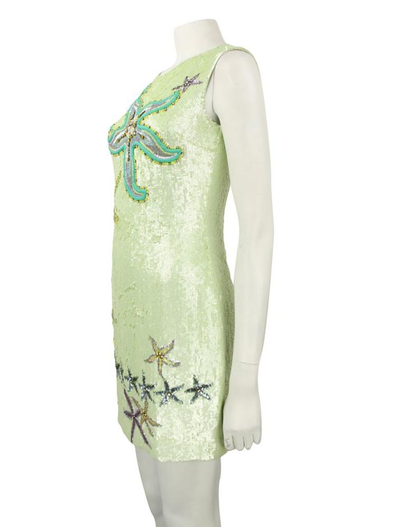 Versace Vintage Sequin Green Seashell Dress 38 - 2/4 at 1stDibs