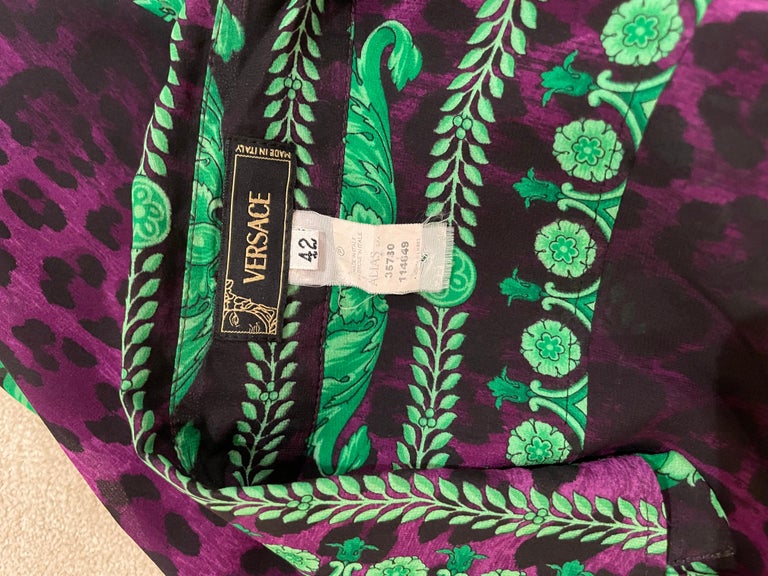 VERSACE vintage silk baroque blouse big medusa buttons For Sale at 1stDibs