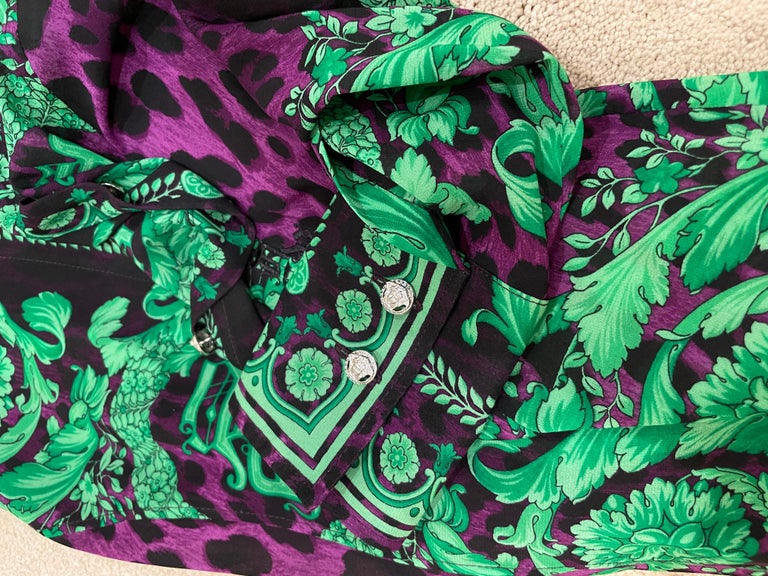 VERSACE vintage silk baroque blouse big medusa buttons For Sale at 1stDibs