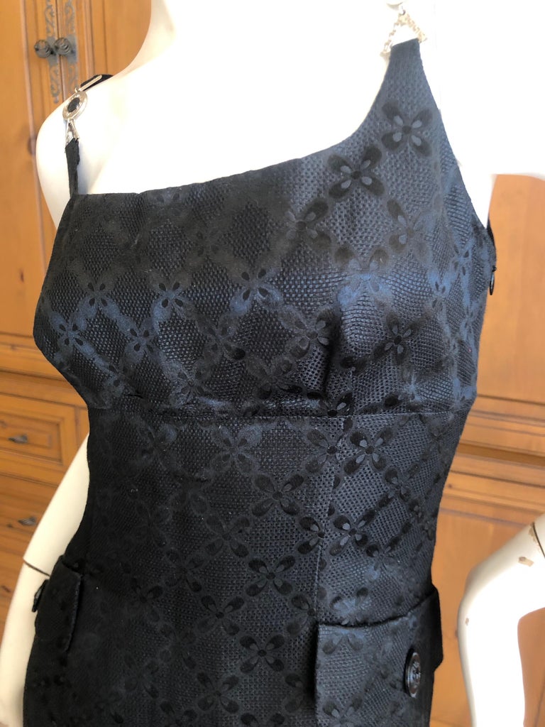 Versace Vintage V2 Versace Classic 1980's Black Jacquard Cocktail Dress ...
