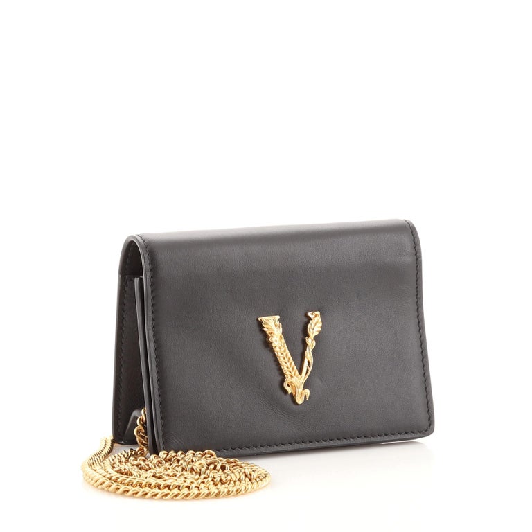 Versace Virtus Chain Wallet Leather Mini at 1stDibs