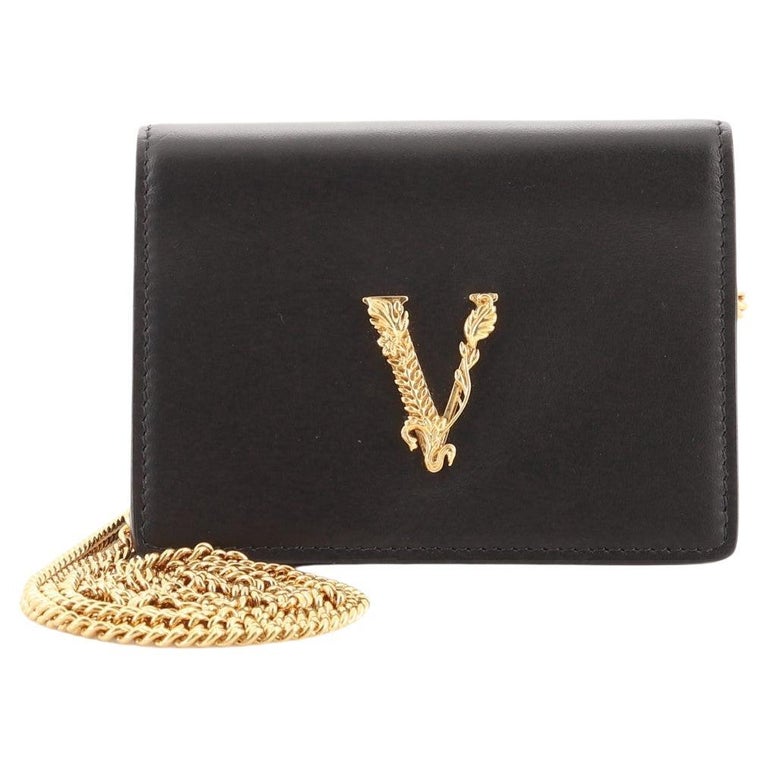 Versace Virtus Chain Wallet Leather Mini at 1stDibs
