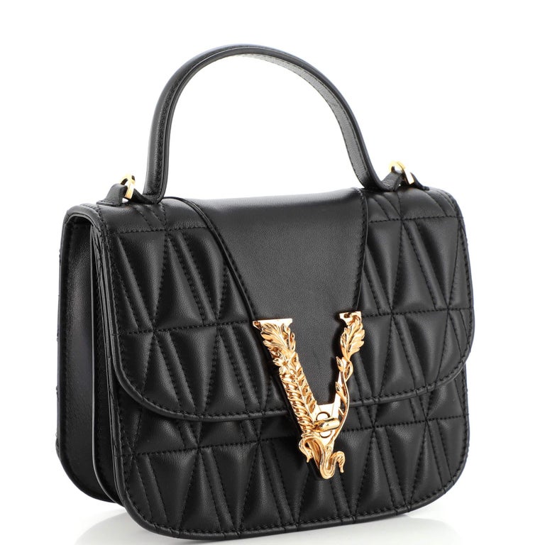 Versace Virtus Top Handle Bag Quilted Leather Small at 1stDibs