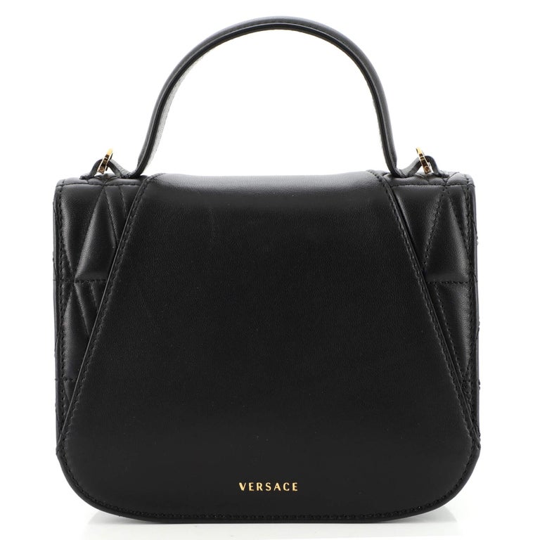 Versace Virtus Top Handle Bag Quilted Leather Small at 1stDibs