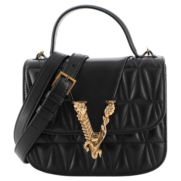 Versace Virtus Top Handle Bag Quilted Leather Small at 1stDibs