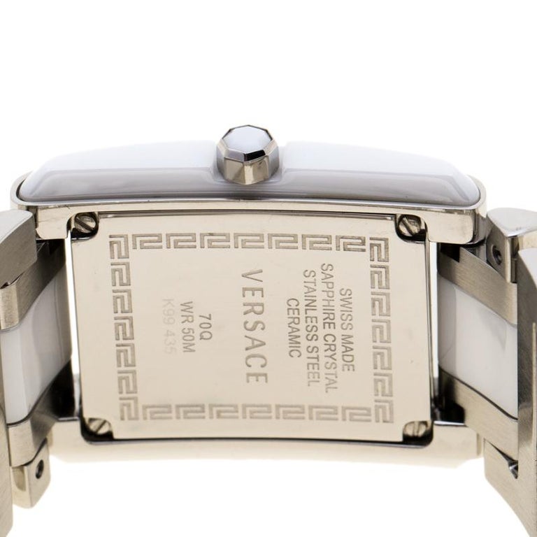 Versace White Ceramic Gold Stainless Steel Era 70Q Women's Wristwatch ...