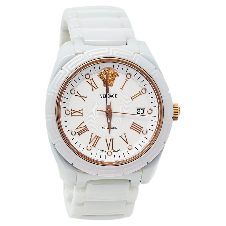 Versace White Ceramic Stainless Steel DV One 01A C1 Men's Wristwatch 41 ...