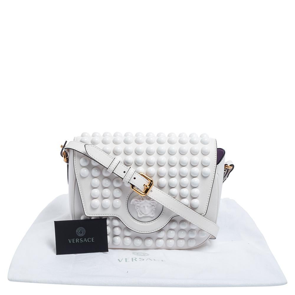 Versace White Leather La Medusa Studded Shoulder Bag at 1stDibs