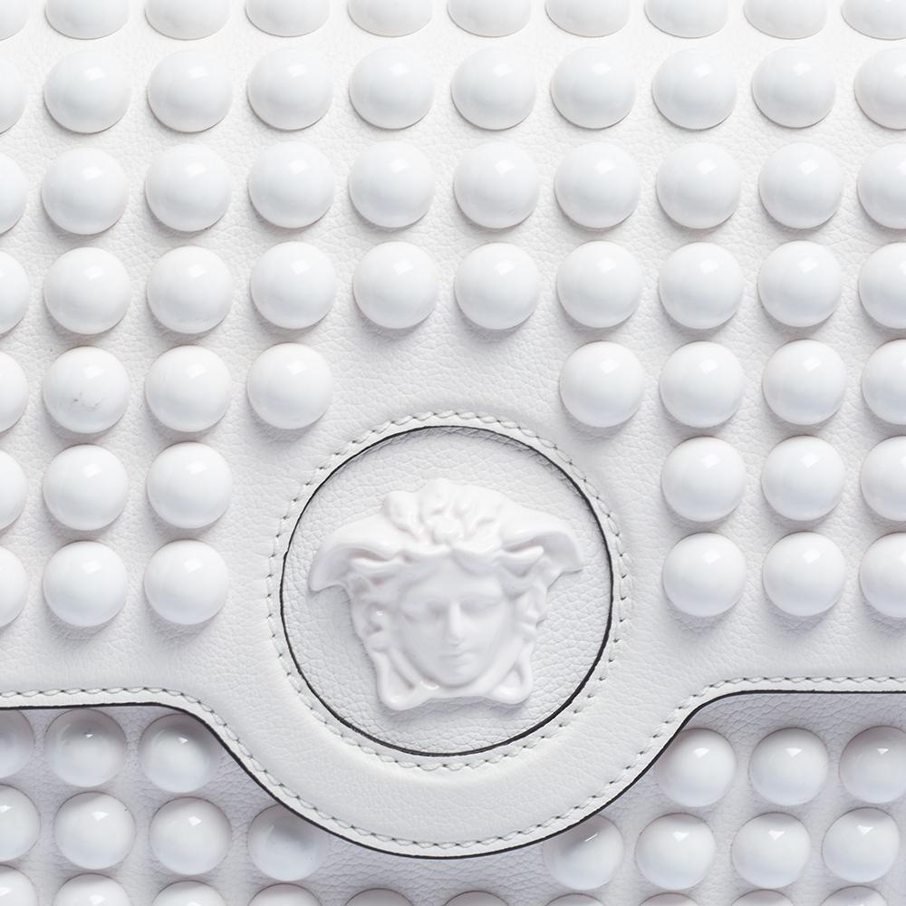 Versace White Leather La Medusa Studded Shoulder Bag at 1stDibs