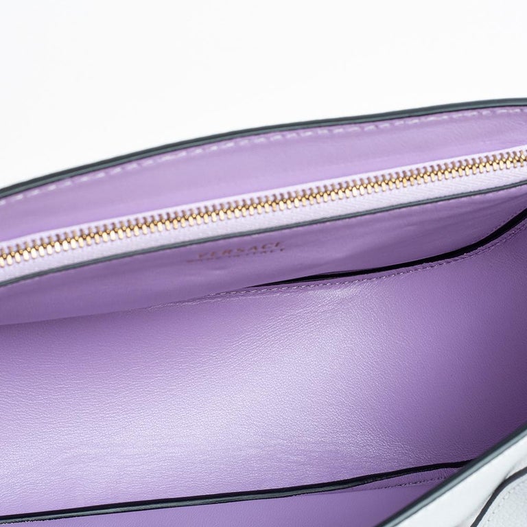 Versace White Leather La Medusa Studded Shoulder Bag For Sale at 1stDibs