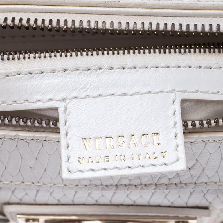 Versace White Leather Studded Satchel at 1stDibs