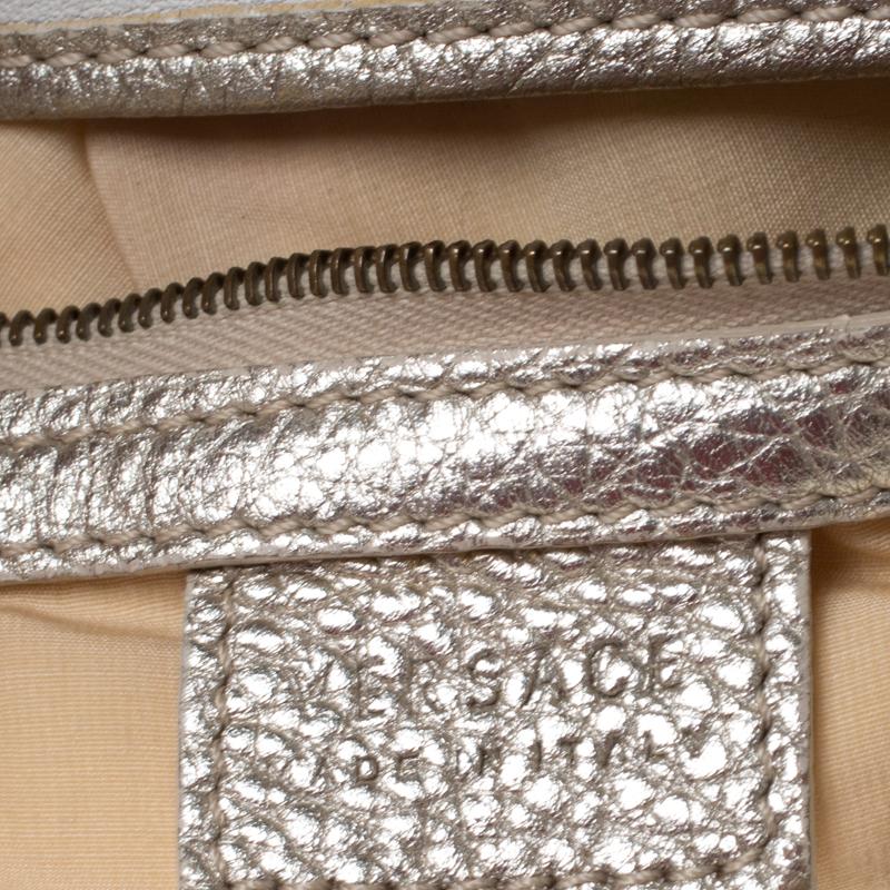 Versace White/Silver Signature Fabric and Leather Hobo For Sale at 1stDibs