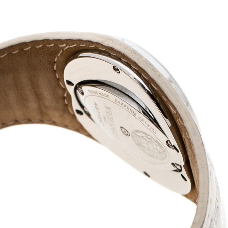 Versace White Stainless Steel Eclissi 74Q Women's Wristwatch 39 mm For ...