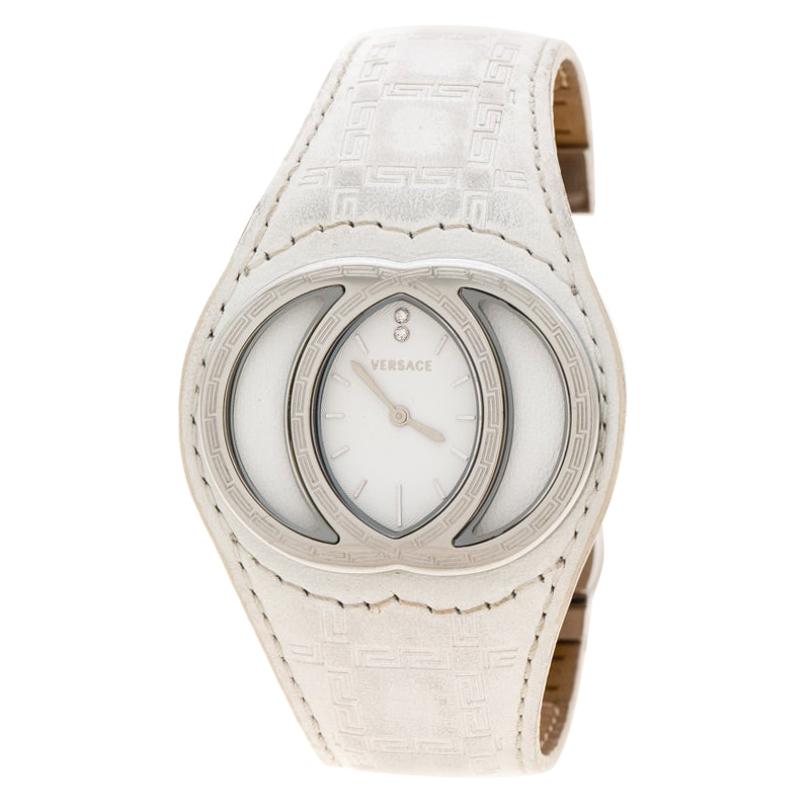 Versace White Stainless Steel Eclissi 74Q Women's Wristwatch 39 mm For ...